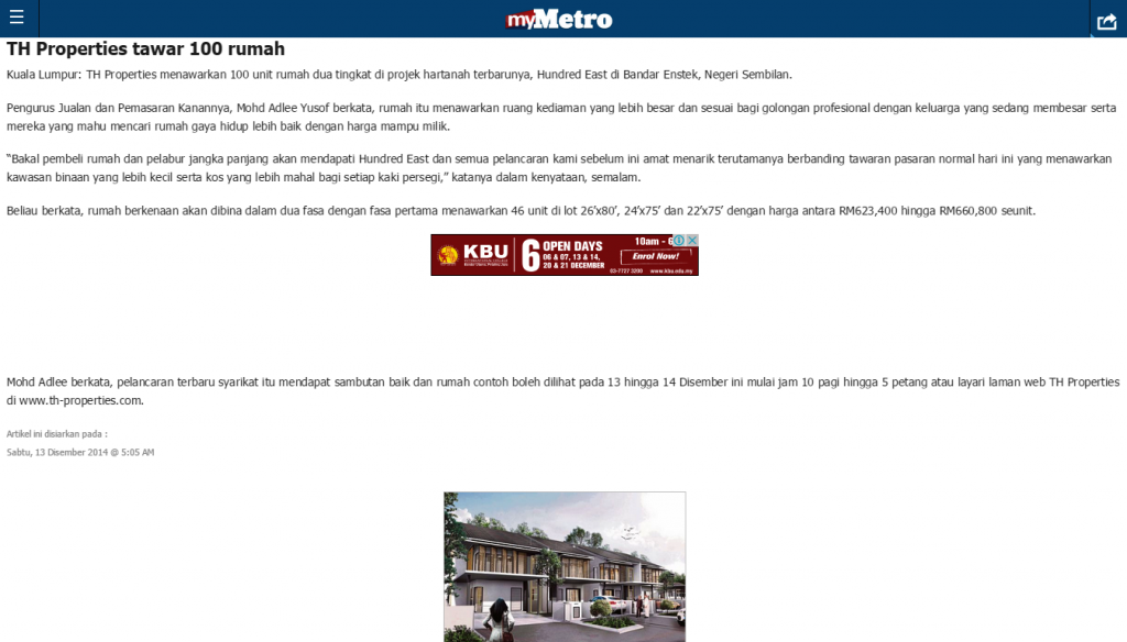 TH Properties Tawar 100 Rumah - Metro Online - TH Properties